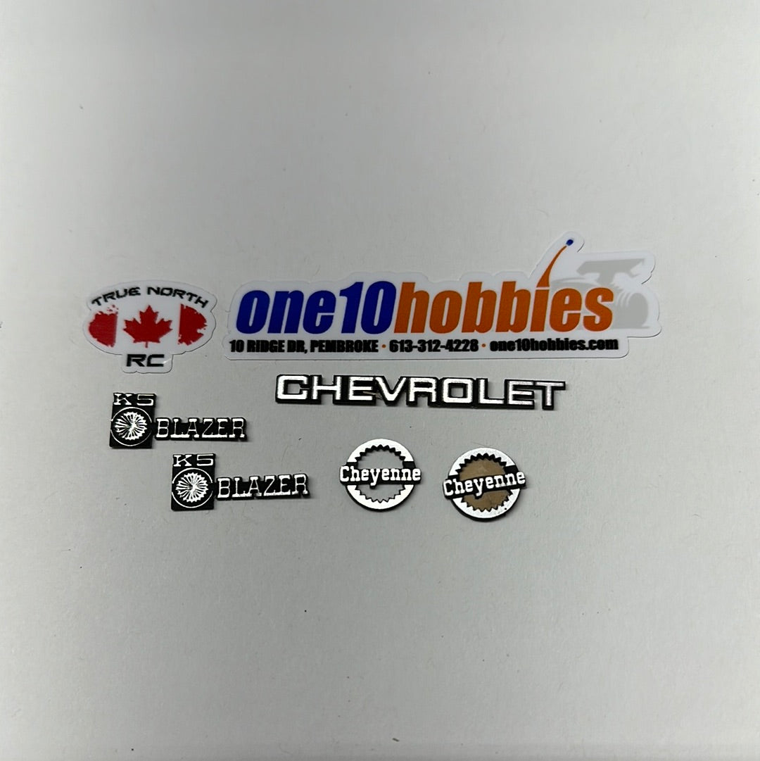 1/10 Scale Badge Kit for Chevrolet K5 Blazer Cheyenne by True North Rc